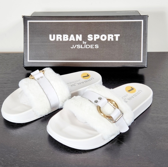 J Slides | Shoes | Sz 7 Jslides Urban Sportwhite Buckle Up Slide White ...